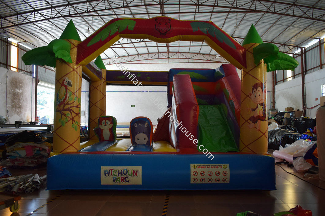 Jungle inflatable forest animals jump house PVC fabric middle size ...